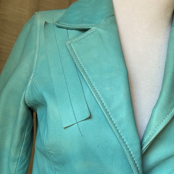 Guru | Jackets & Coats | Guru Turquoise Leather Jacket | Poshmark